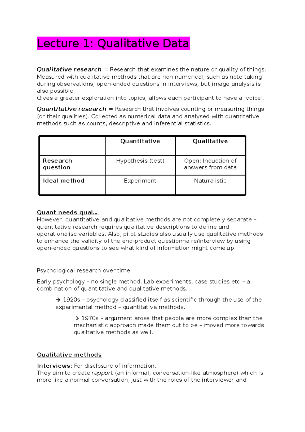 Lecture 1- Qualitative Data - Lecture 1: Qualitative Data Qualitative ...