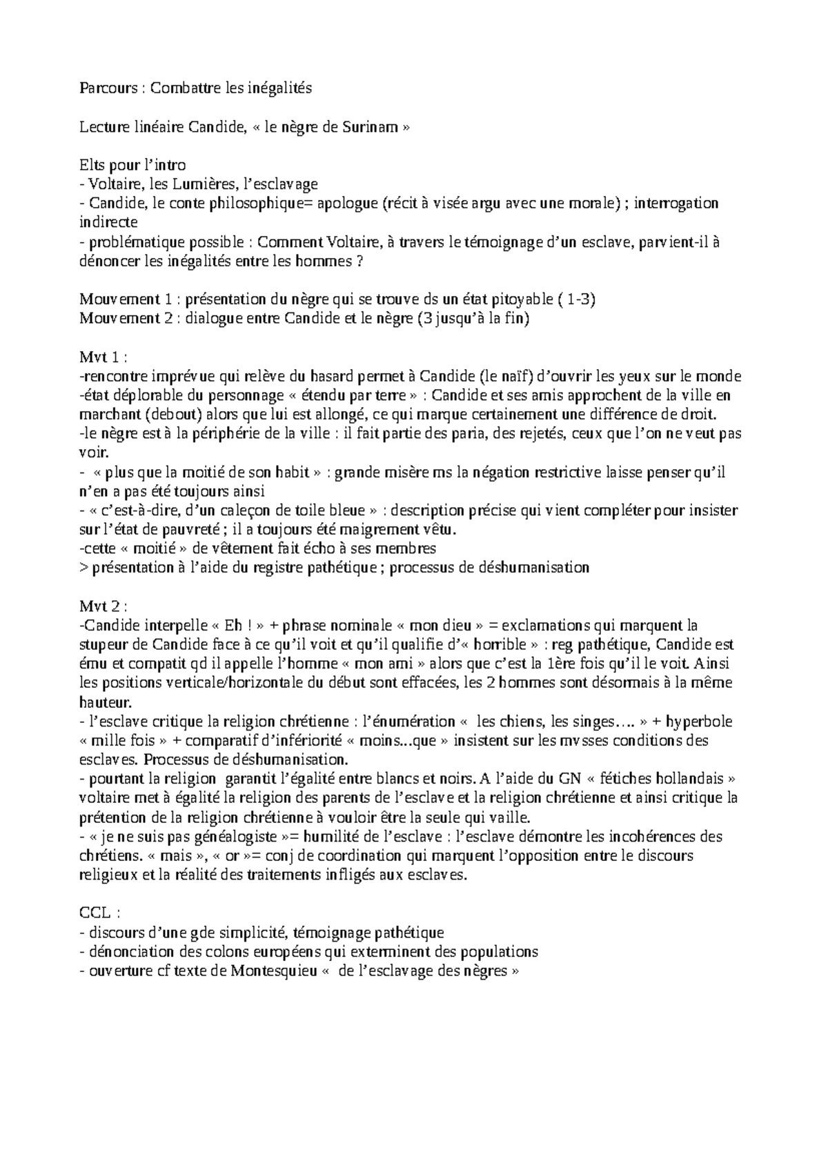 Nègre de Surinam - Parcours : Combattre les inégalités Lecture linéaire ...