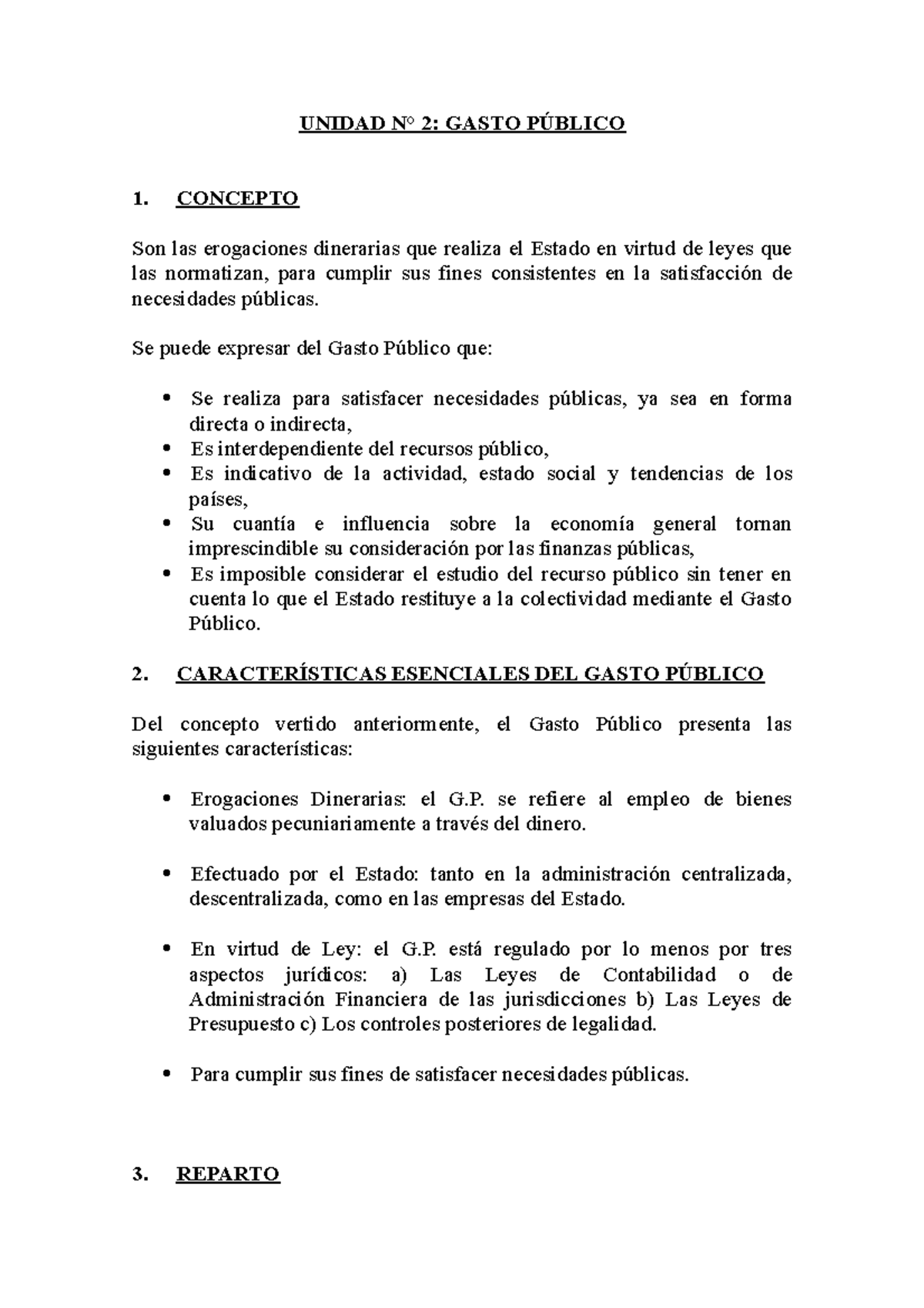 Unidad N° 2 - Gasto Público - UNIDAD N° 2: GASTO PÚBLICO 1. CONCEPTO ...