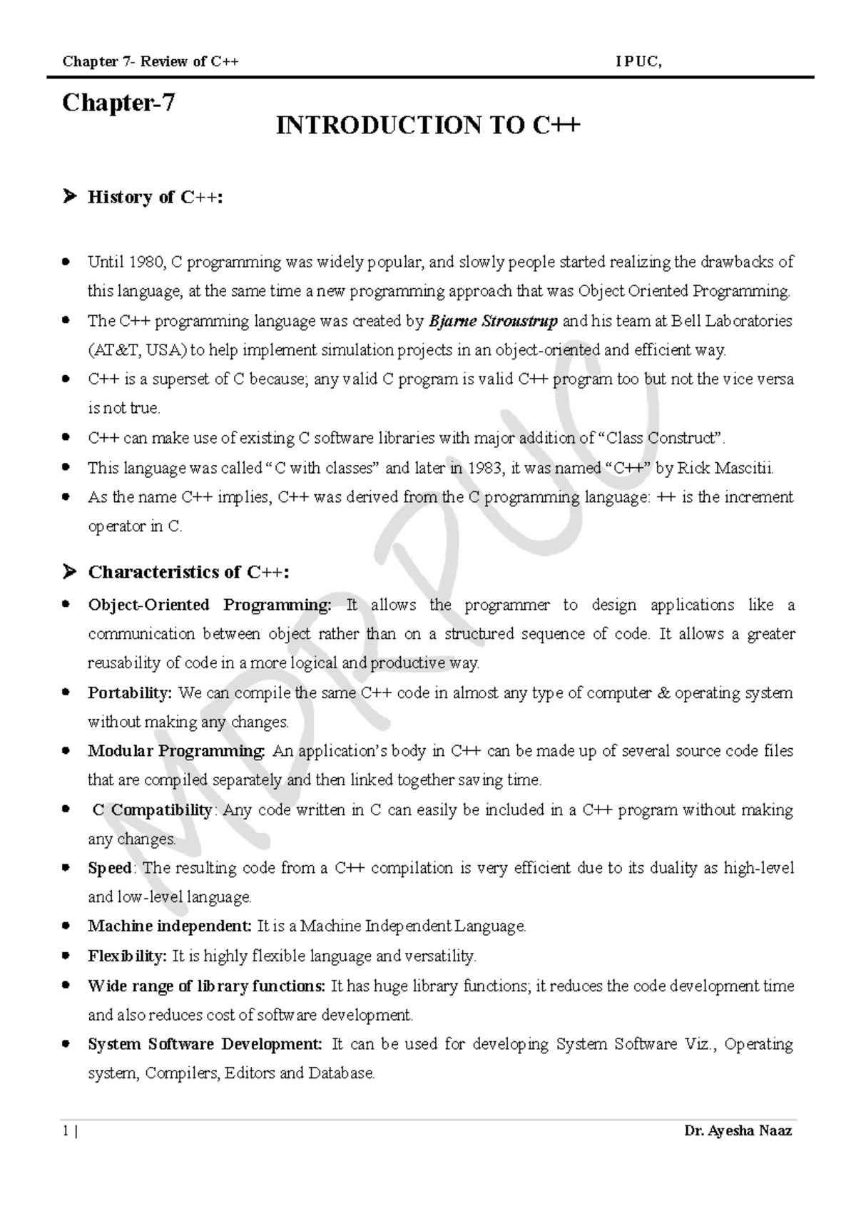 1632064484 chapter-7-introduction-to-c - Chapter 7- Review of C++ I PUC ...