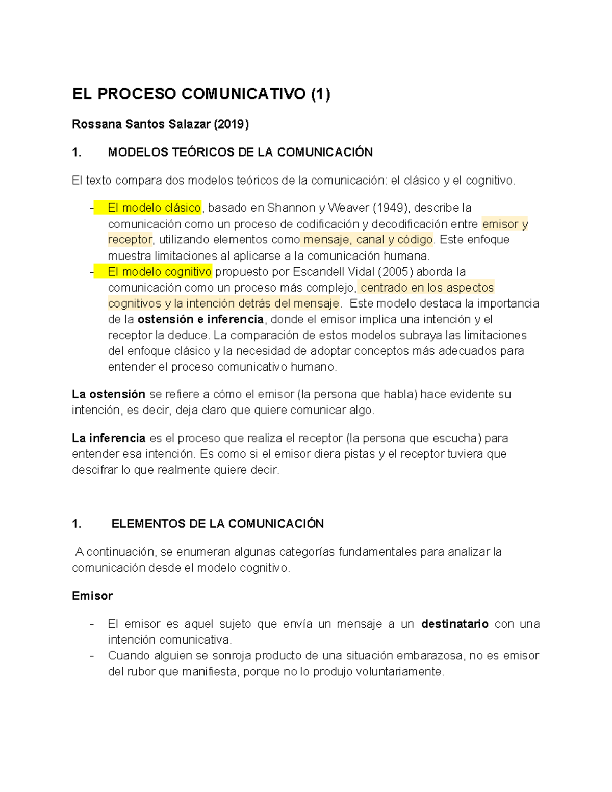 Resumen Santos - fvdfbdfbdfbd s vsdfv sdvsvsvs dfwfefc - EL PROCESO COMUNICATIVO (1) Rossana ...