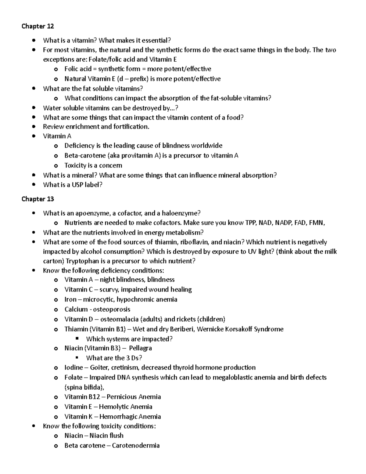 Module 3 Test Review Guide - Chapter 12 What is a vitamin? What makes ...