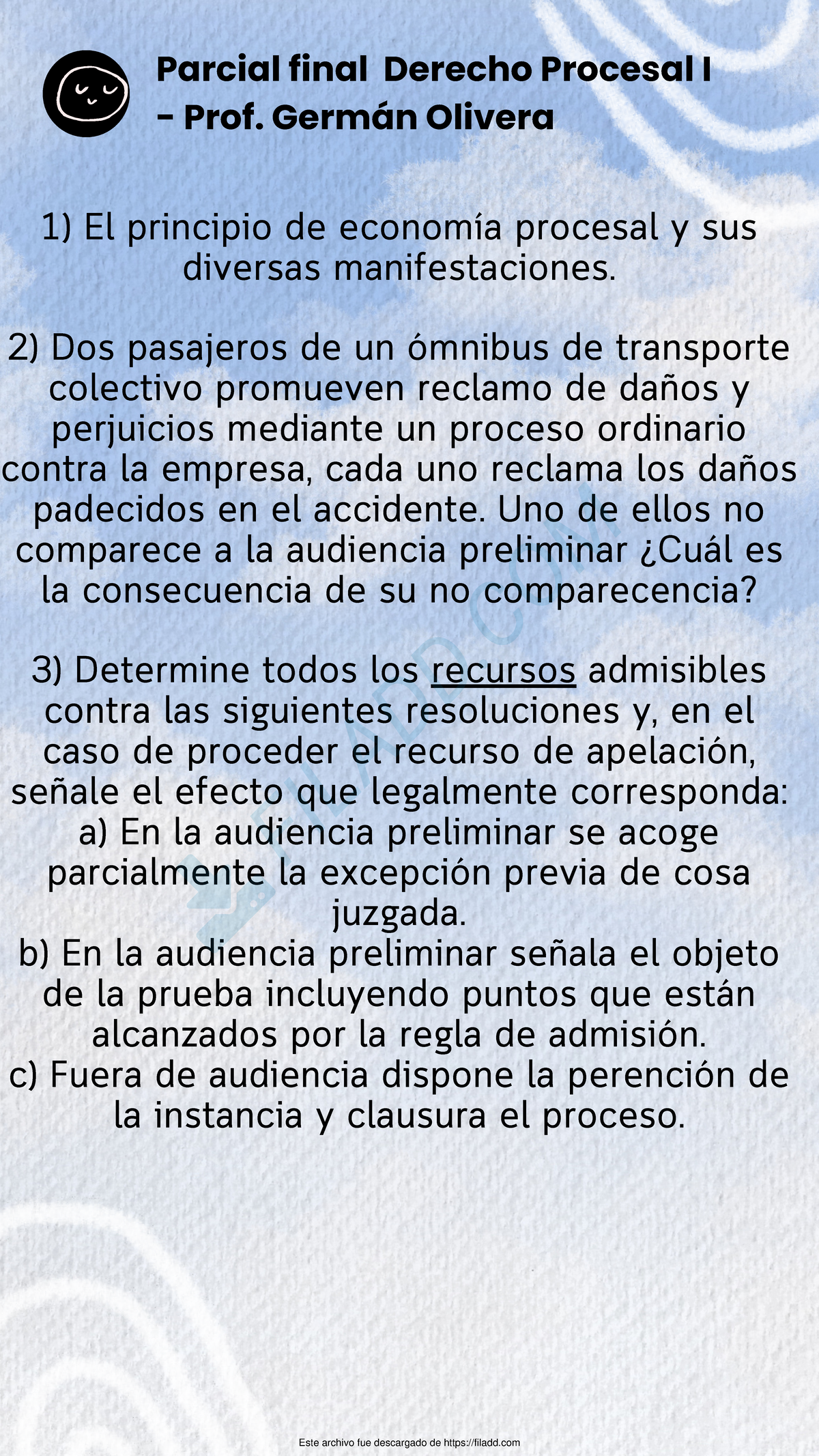Procesal parcial final olivera - El principio de economía procesal y ...