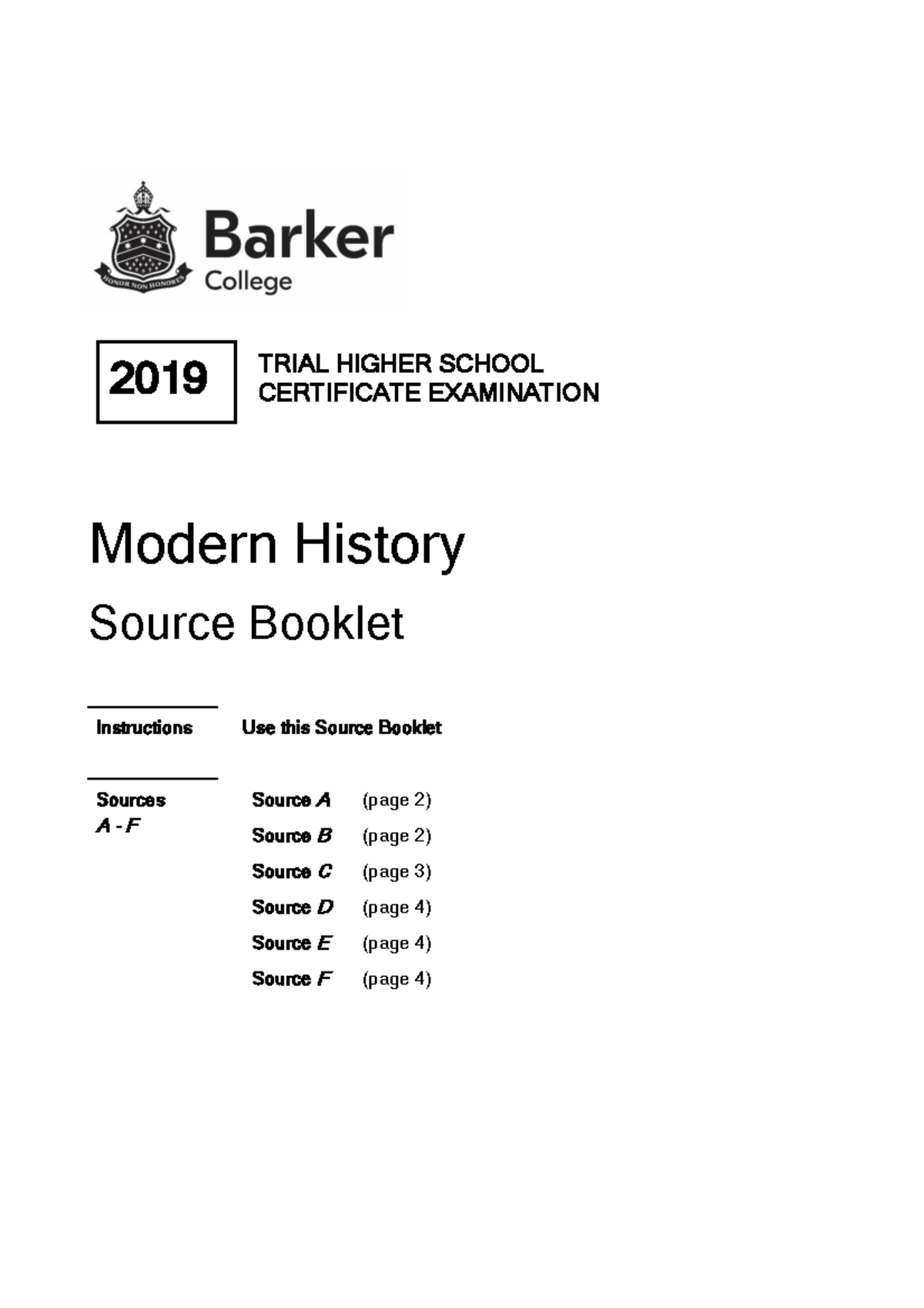 2019 12MH2 Trial Examination source booklet - Modern History Source ...