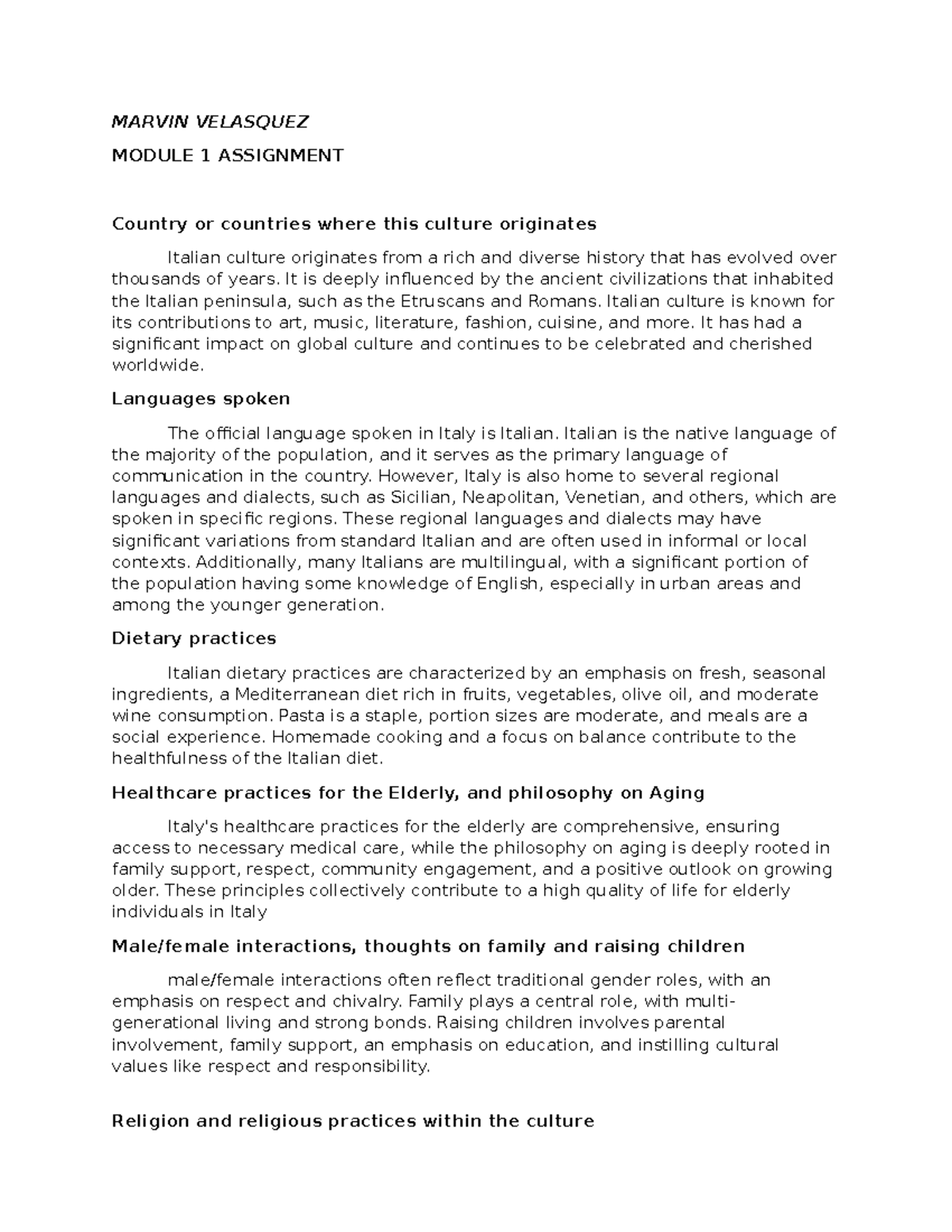 Module 1 Assignment - MARVIN VELASQUEZ MODULE 1 ASSIGNMENT Country or ...