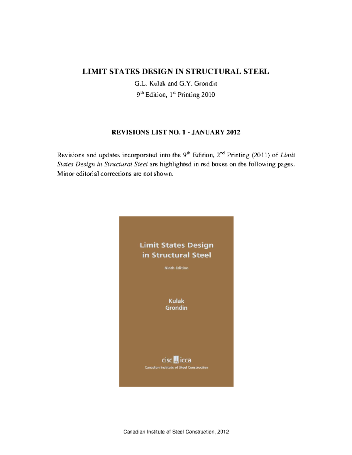 Limit States Design IN Structural Steel - Canadian Institute of Steel ...