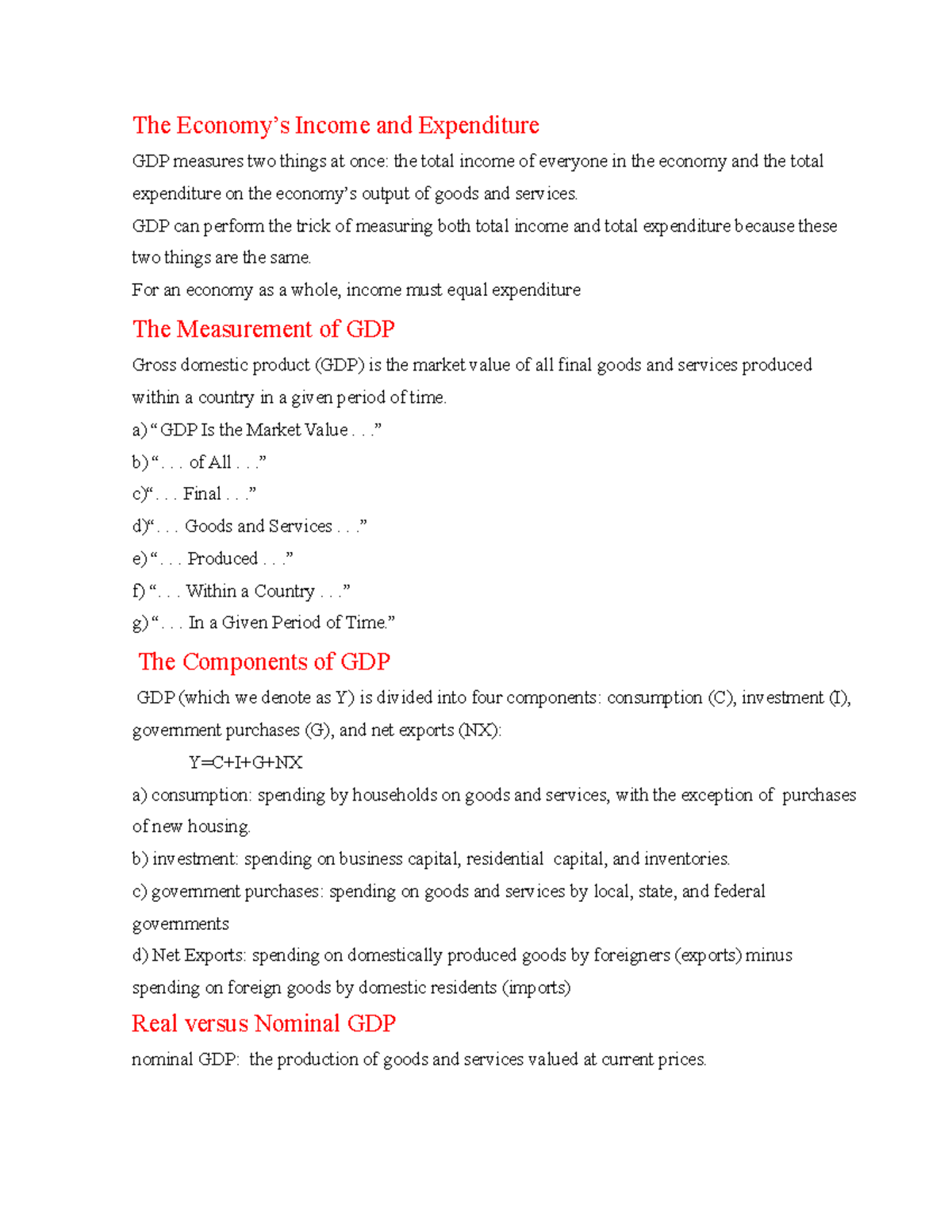 The Economy - Take note - The Economy’s Income and Expenditure GDP ...