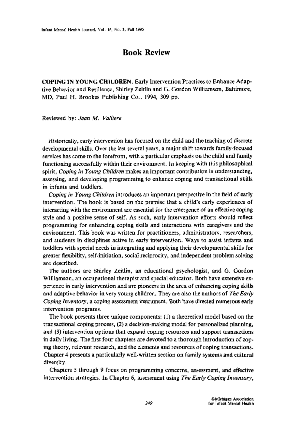Coping in young children. Early intervention practices to enhance ...