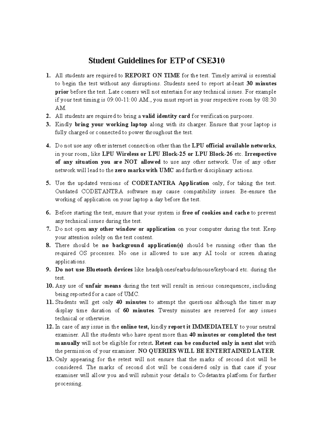 CSE310 Student Guidelines ETP - Student Guidelines for ETP of CSE All students are required to ...