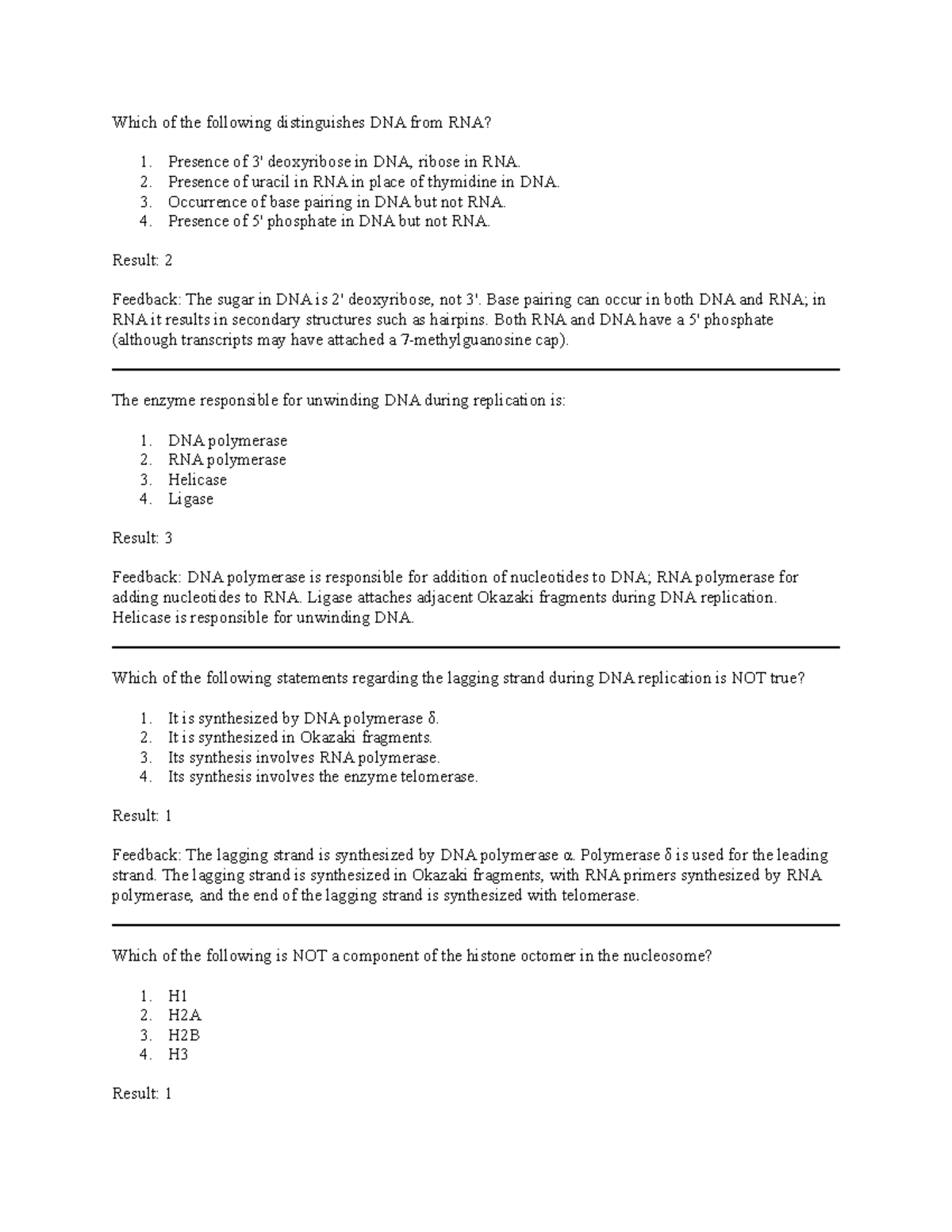 206 MCQ genetics - Which of the following distinguishes DNA from RNA ...