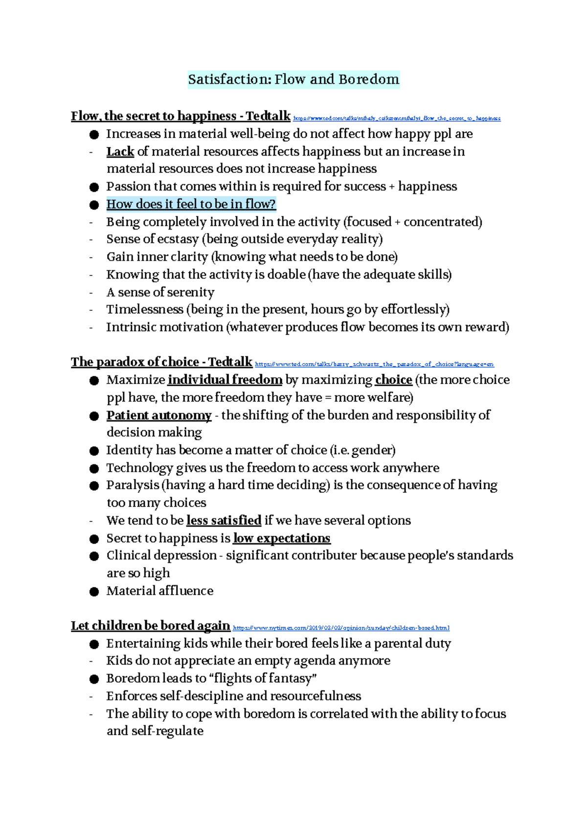 Satisfaction Flow and Boredom - Satisfaction: Flow and Boredom Flow ...