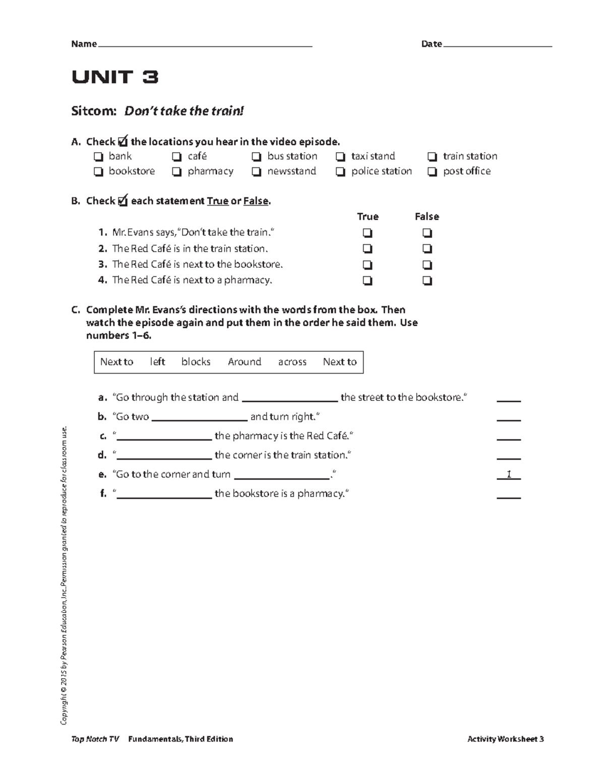 UNIT 03 Video Worksheets - UNIT 3 Sitcom: Don’t take the train! A ...