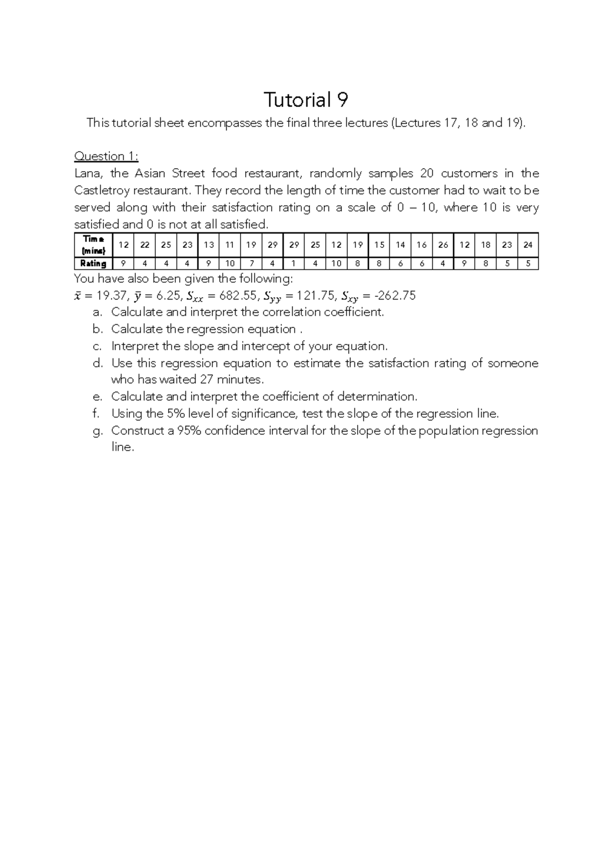 Tutorial 09 maths - Tutorial 9 This tutorial sheet encompasses the ...