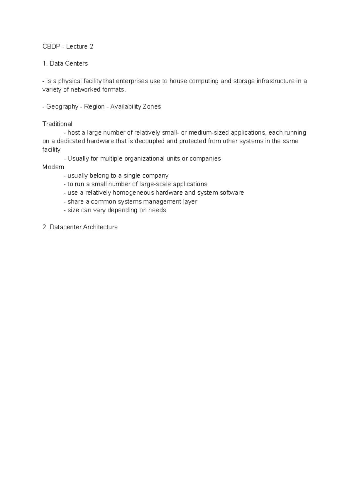 Lecture 2 Personal Notes written in Notepad - CBDP - Lecture 2 Data ...
