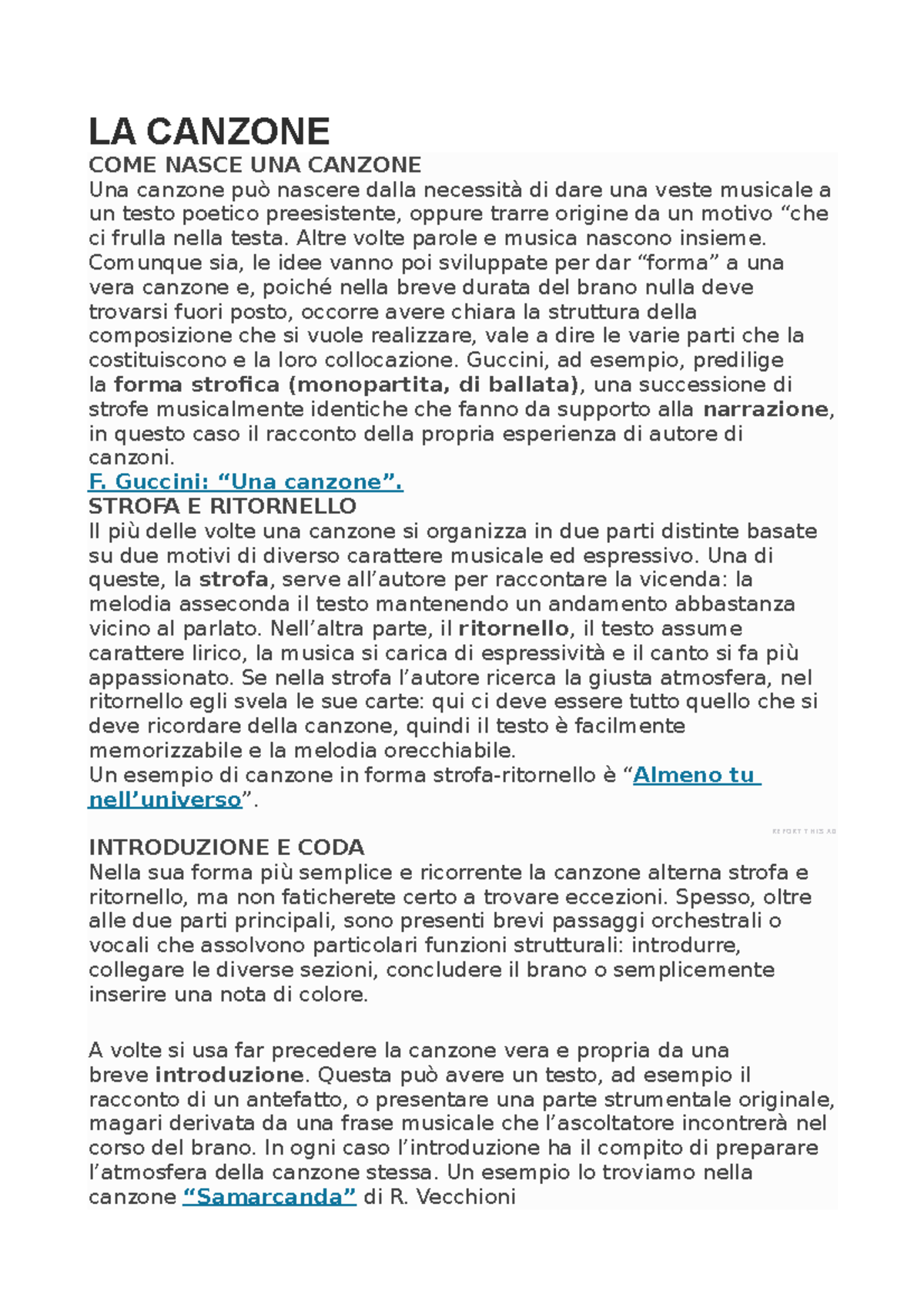 Struttura della forma canzone - LA CANZONE COME NASCE UNA CANZONE Una ...