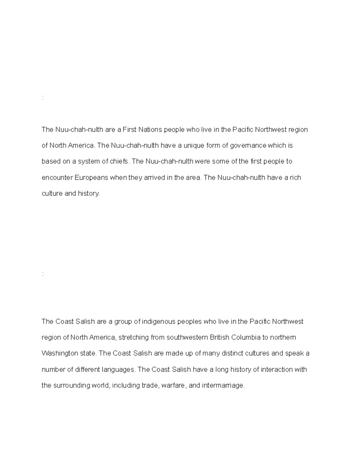 HIHIM509 course outline - : The Nuu-chah-nulth are a First Nations ...