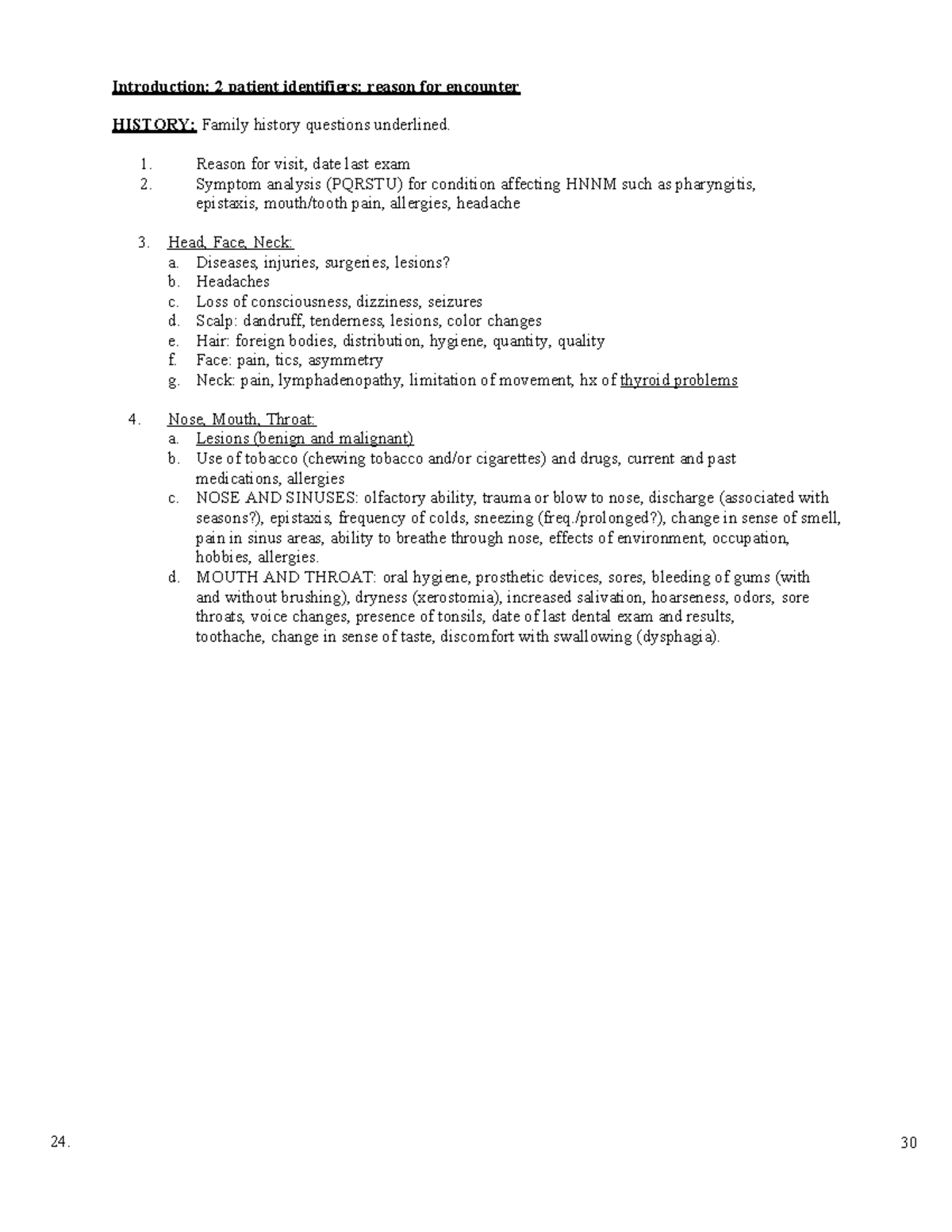 HNNM Assessment Sheets - Introduction; 2 patient identifiers; reason ...