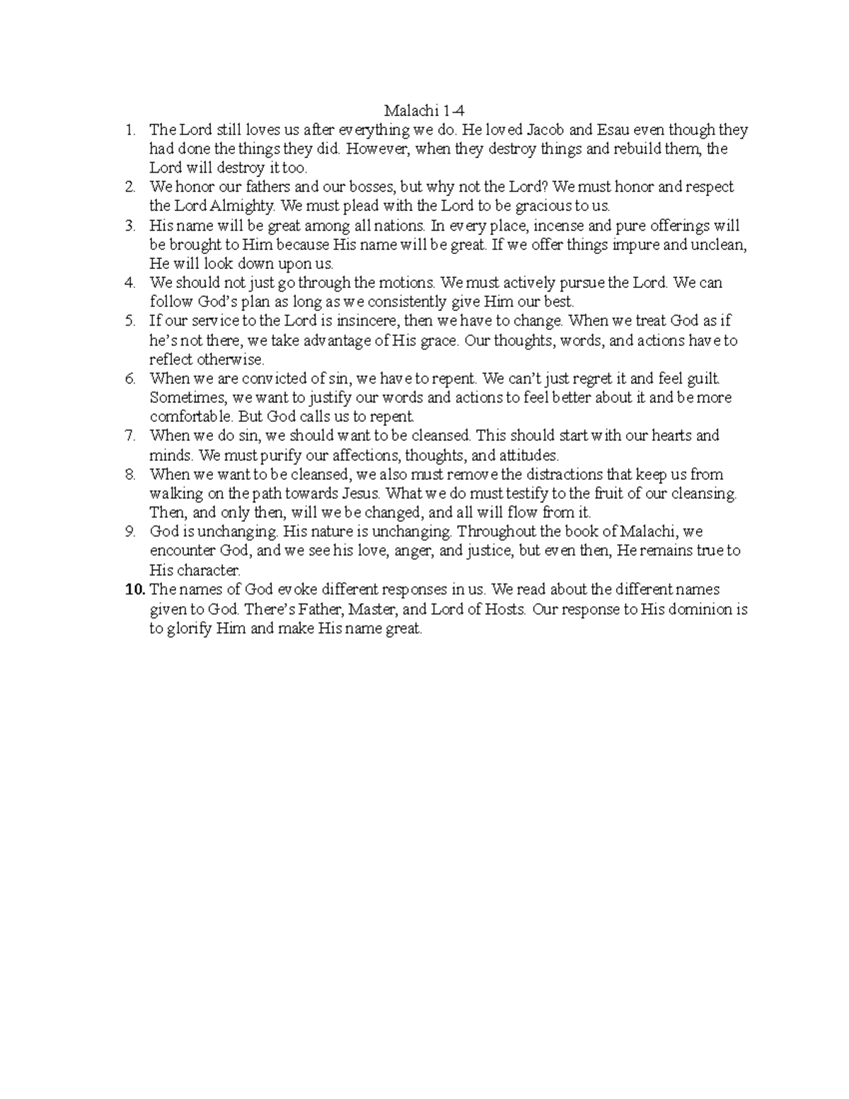 Malachi 1 - Take aways - Malachi 1- The Lord still loves us after ...