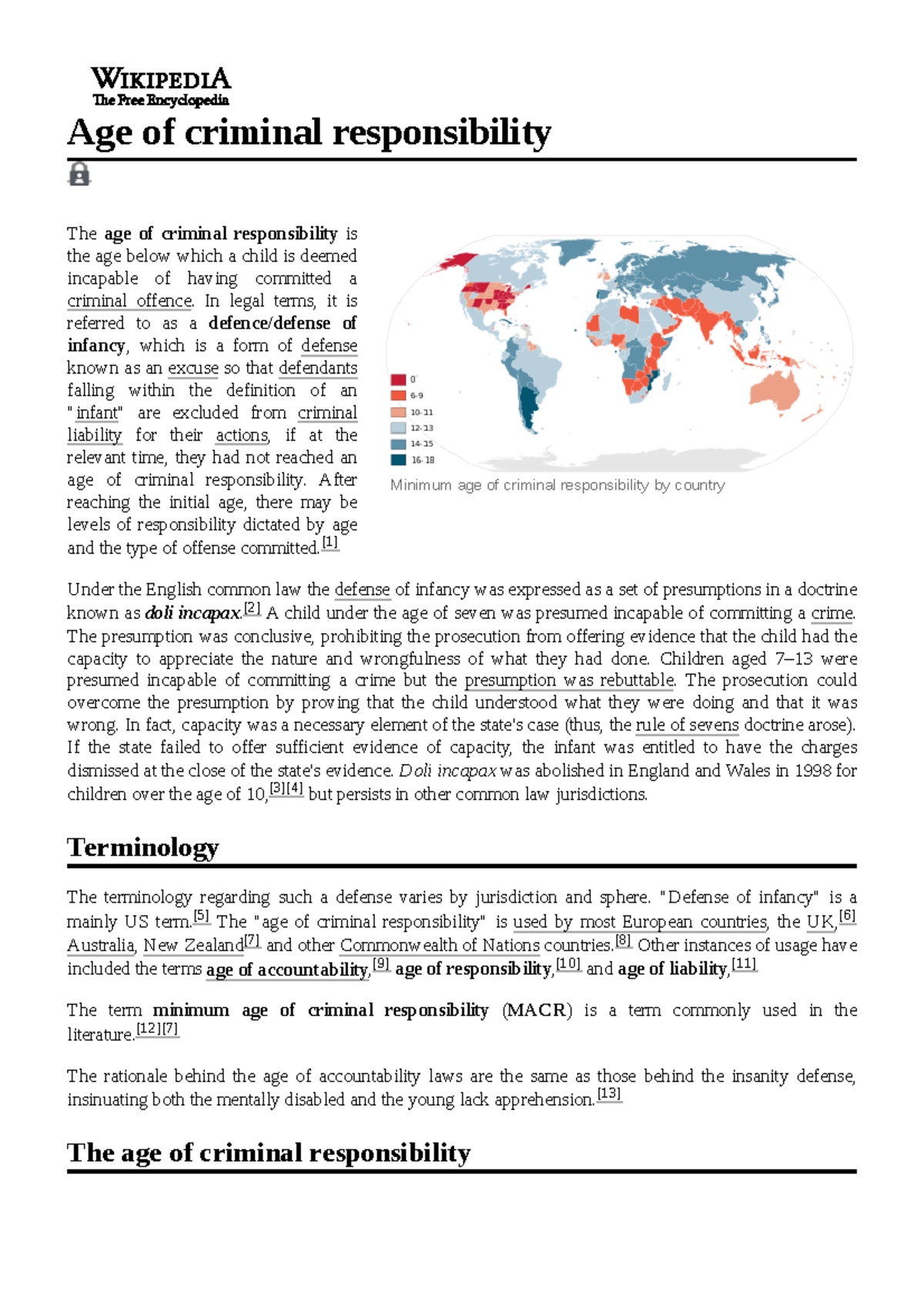 Age of criminal responsibility - In legal terms, it is referred to as a ...