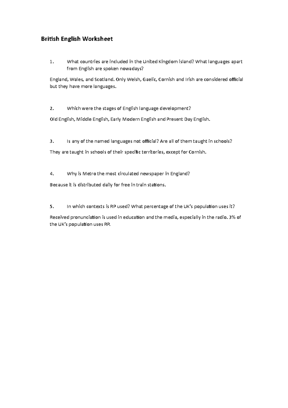 British English Worksheet - British English Worksheet What countries ...