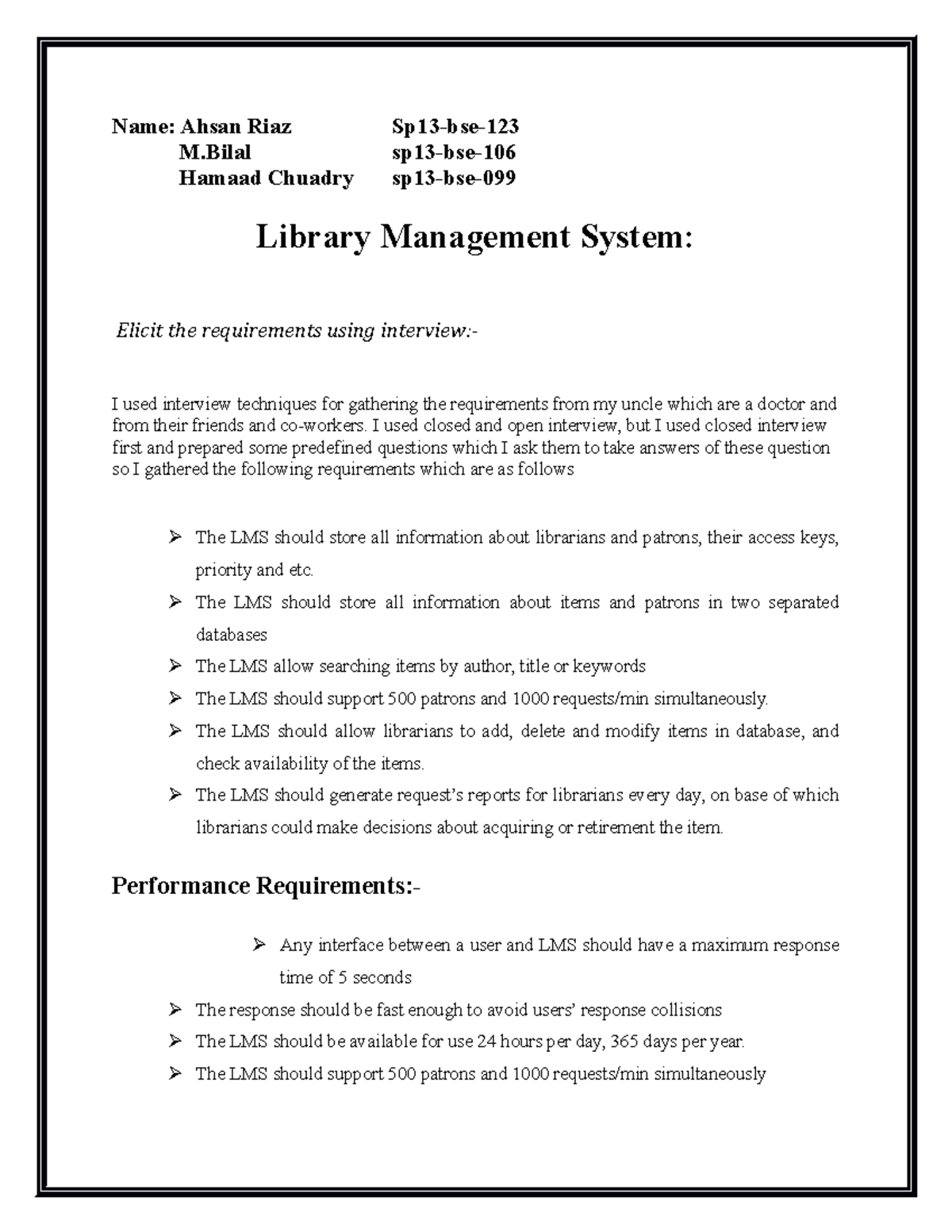 Ahsan - Library Management System: Assignment - Name: Ahsan Riaz Sp13 ...
