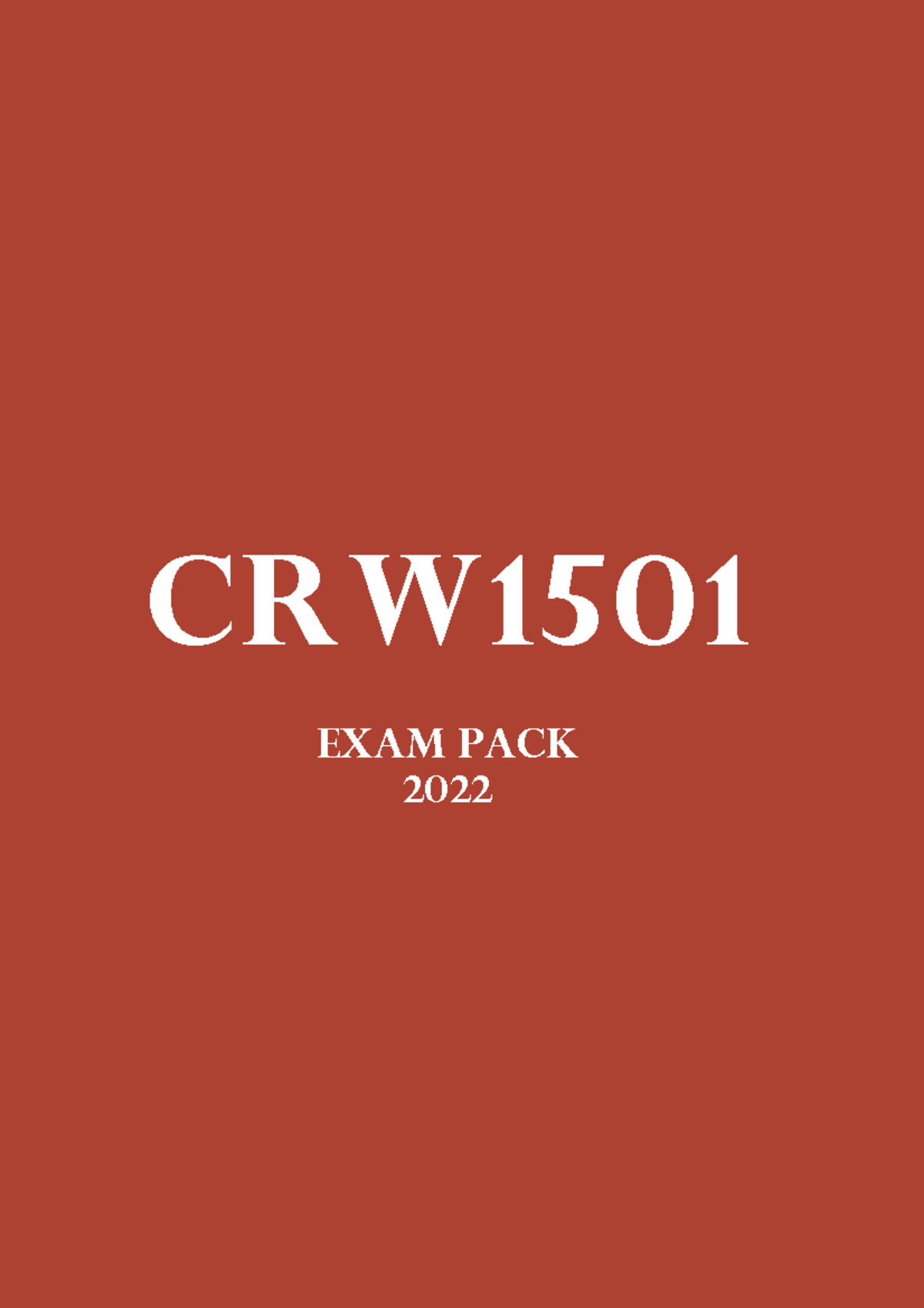 CRW1501-exam-pack - Exam Pack - CRW Exam Pack CRW EXAM PACK ####### Q 5 ...