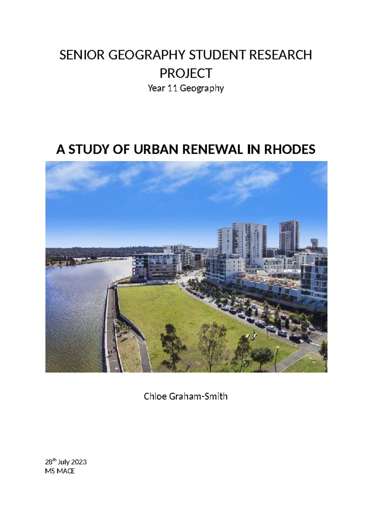 Geography SRP - srp - SENIOR GEOGRAPHY STUDENT RESEARCH PROJECT Year 11 ...