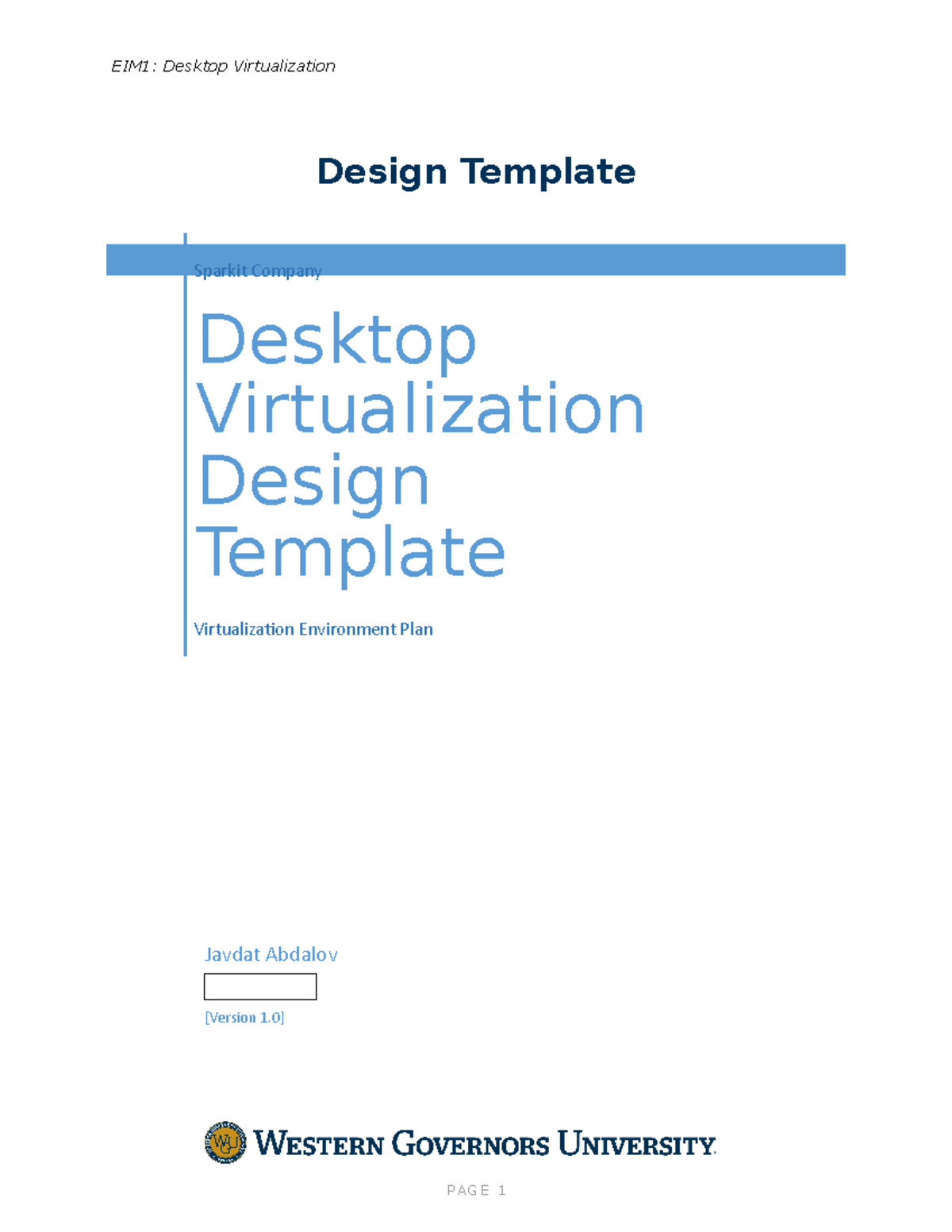 Sparkit VM Implementation - EIM1: Desktop Virtualization Design ...