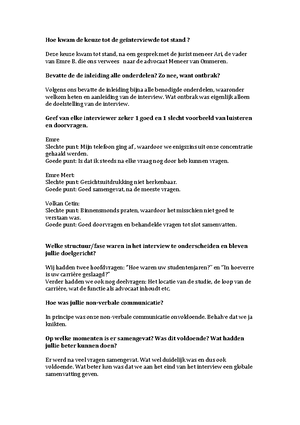Verplichte opgaven, observatieoefening interview - Datum: 17 september ...