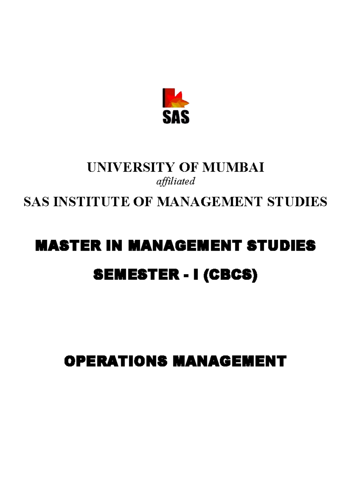 Intro - notes - MMS - UNIVERSITY OF MUMBAI affiliated SAS INSTITUTE OF ...