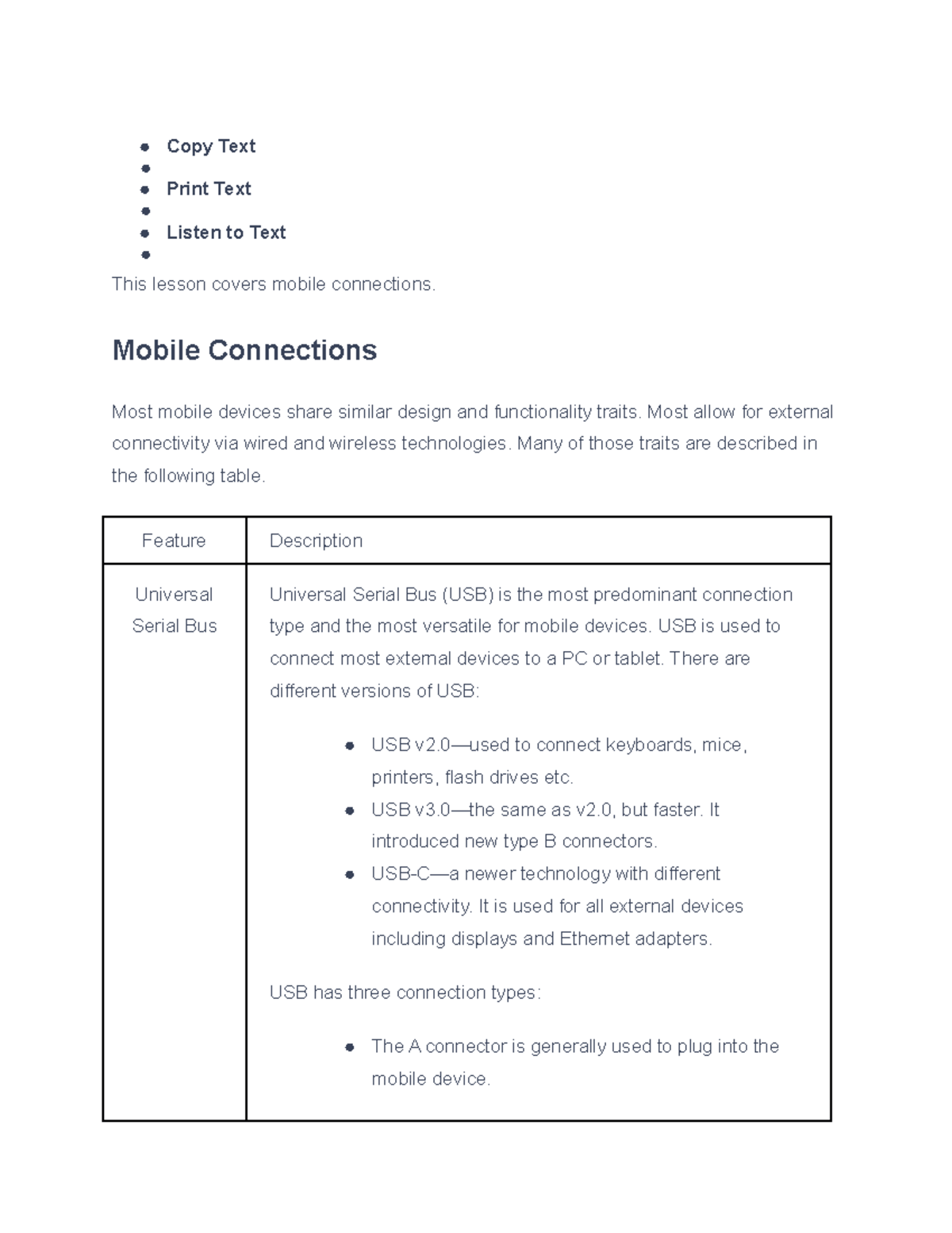 12.4.4 Mobile Connection Facts - Copy Text Print Text Listen to Text ...