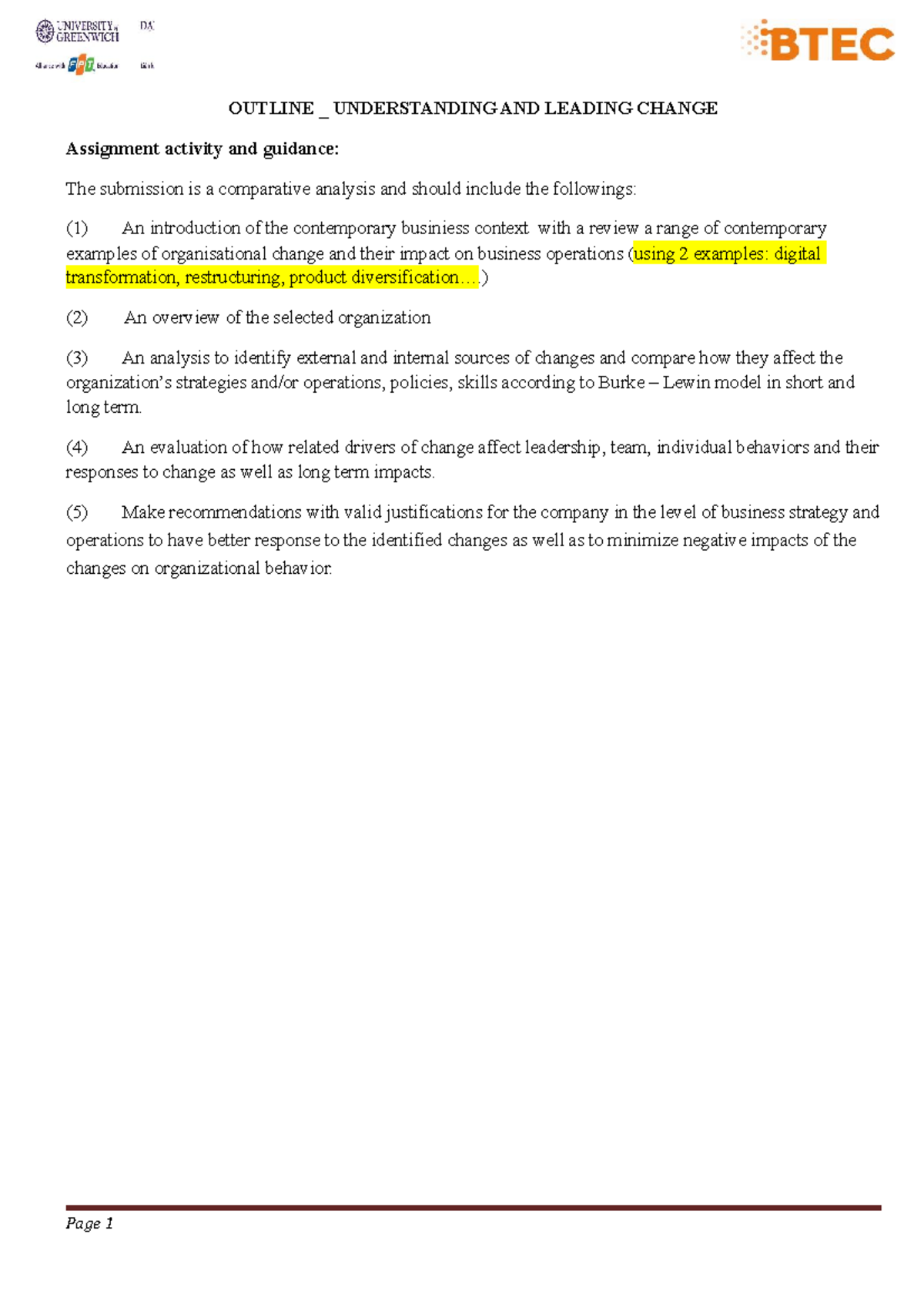 NEW outline - Demo - OUTLINE _ UNDERSTANDING AND LEADING CHANGE ...