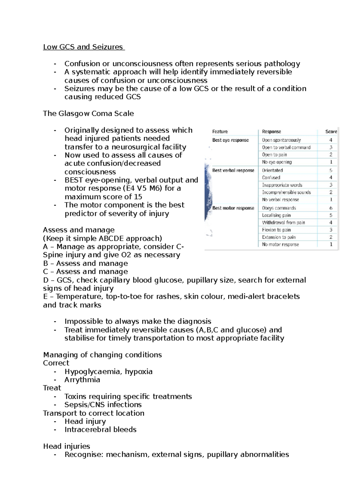 Low GCS and Seizures - Low GCS and Seizures Confusion or ...