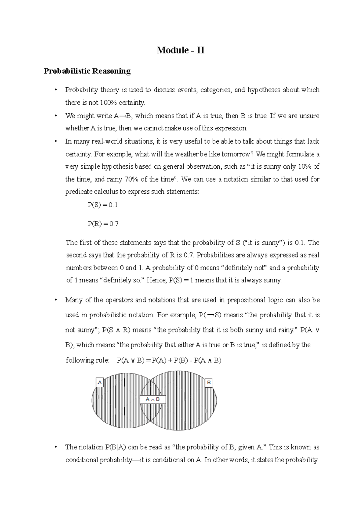 Artificial-Intelligence M2 - Module - II Probabilistic Reasoning ...