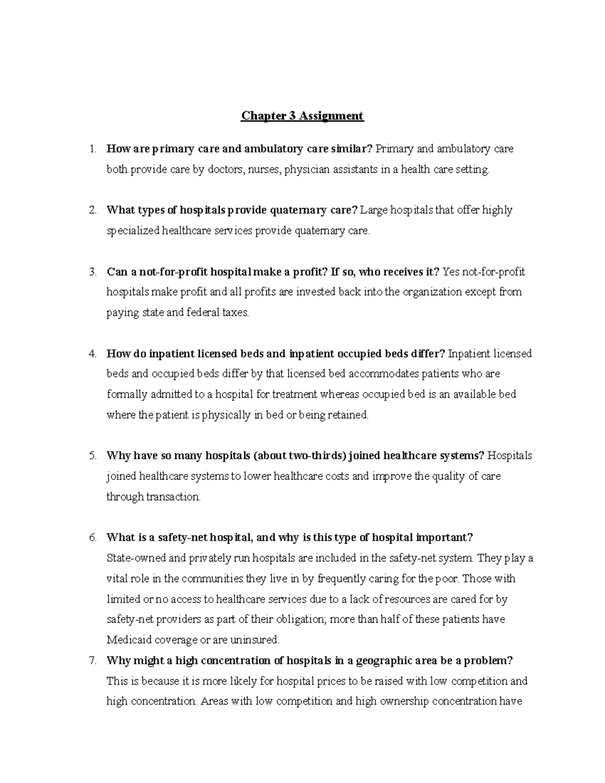 Chapter 3 Assignment - Chapter 3 Assignment How are primary care and ambulatory care similar ...