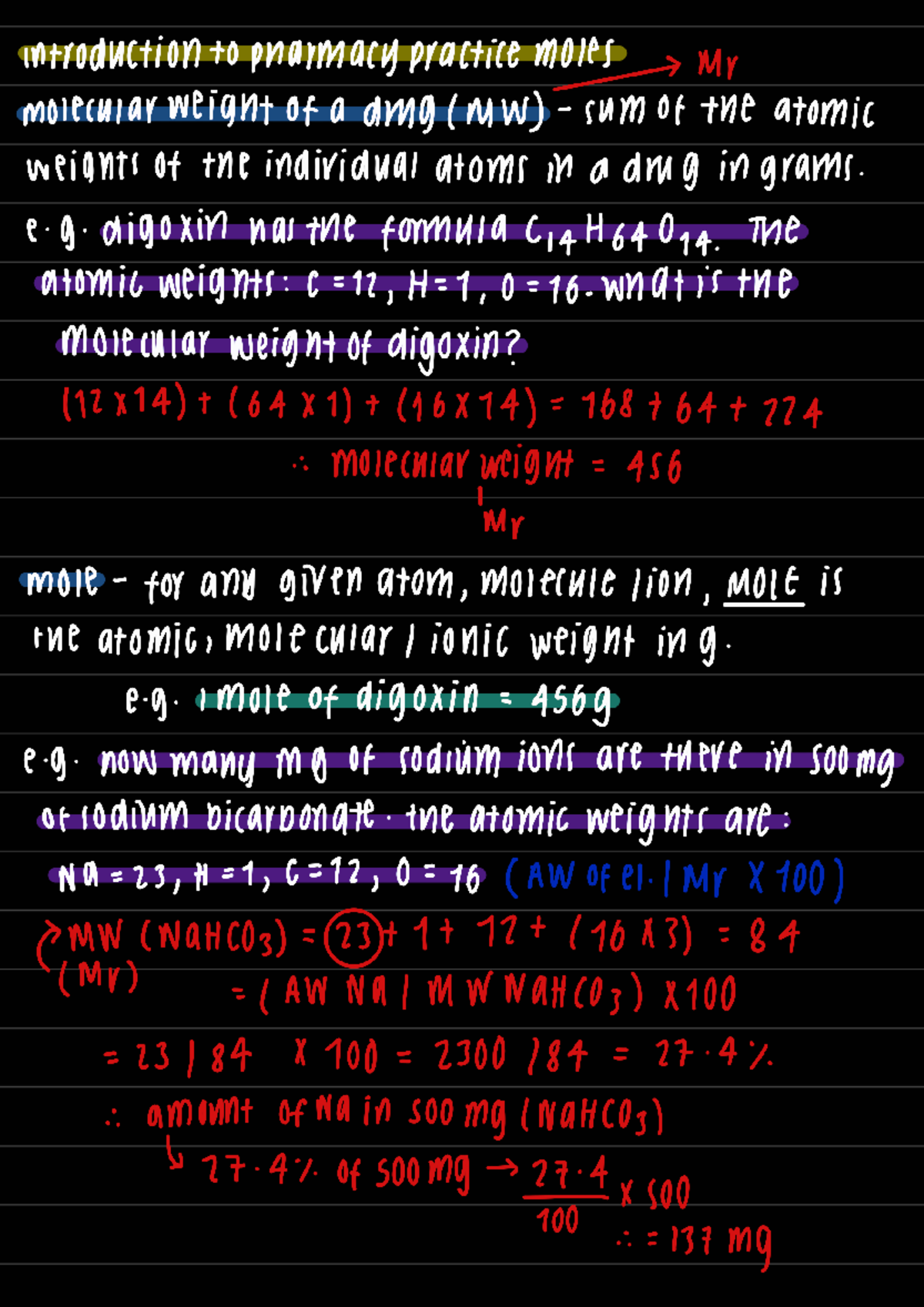 Moles - Summary Pharmacy - introduction to pnamacy practice moles My ...