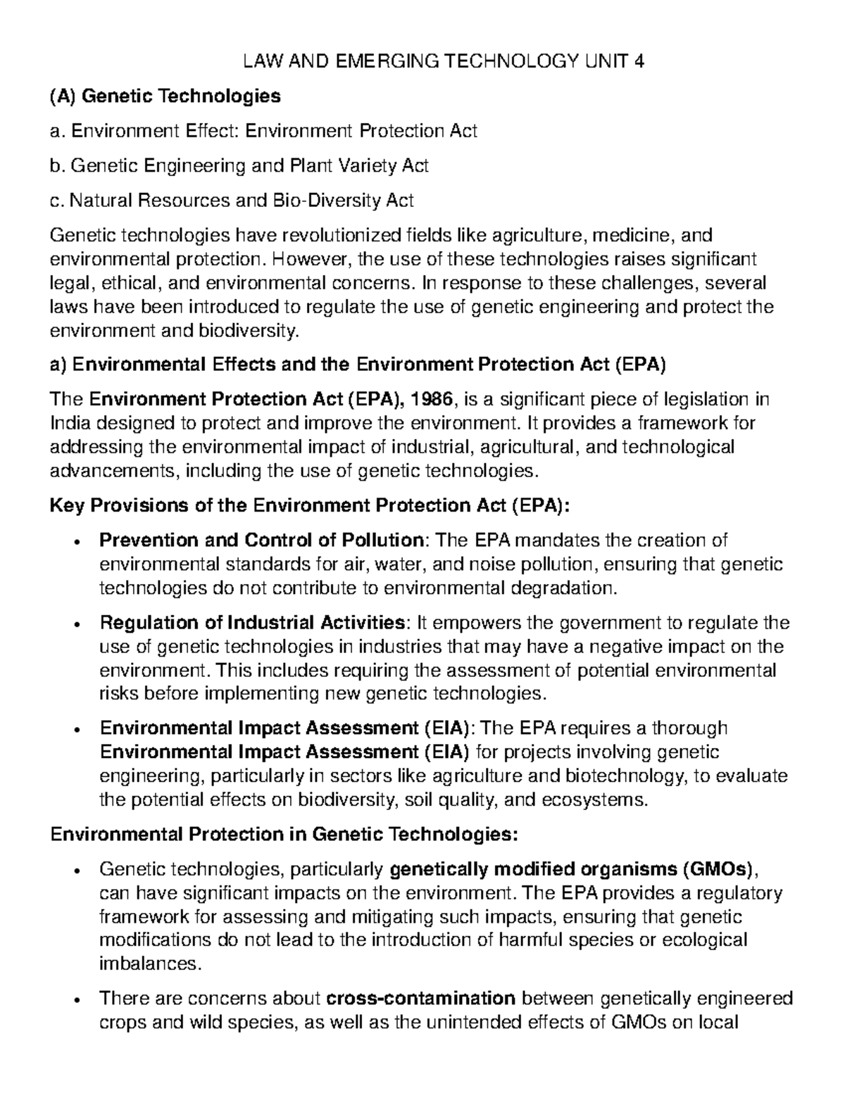 LAW AND Emerging Technology UNIT 4 - LAW AND EMERGING TECHNOLOGY UNIT 4 ...