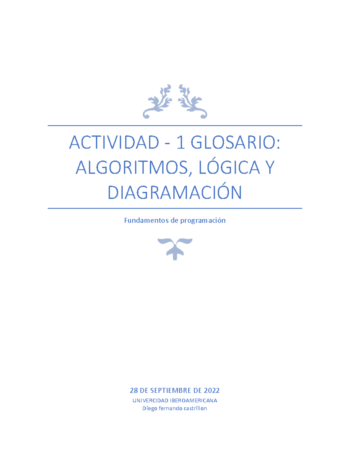 Actividad - 1 Glosario Algoritmos, Lógica Y Diagramación - ACTIVIDAD ...