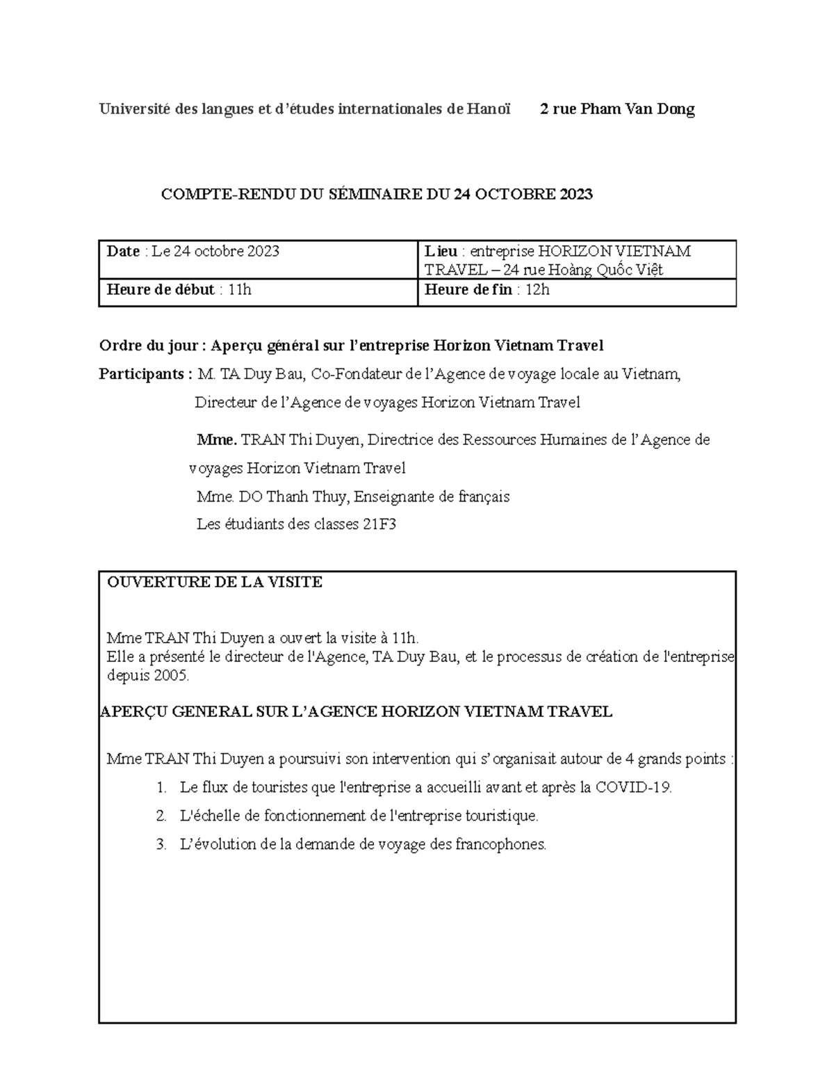 FRE3053-W01-R01-Exemple du compte rendu de la séance - Université des ...