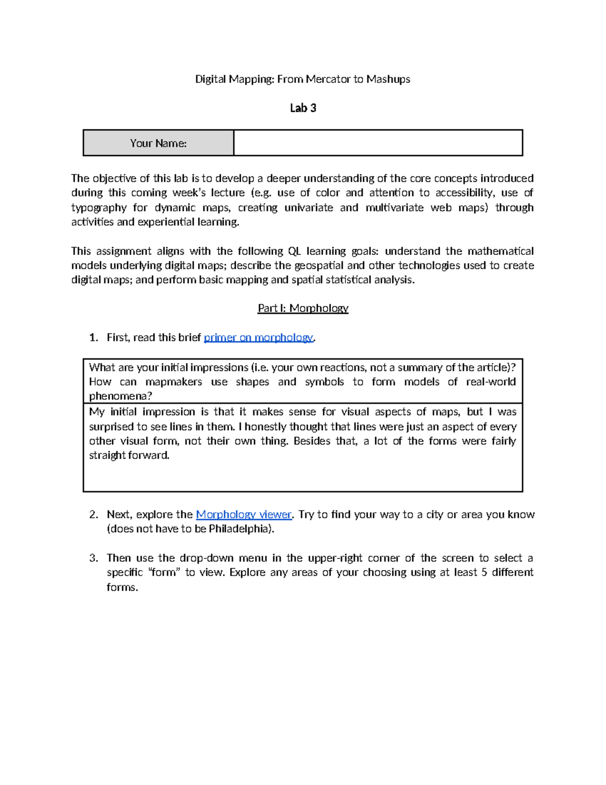 Lab 3 Map - Digital Mapping: From Mercator to Mashups Lab 3 Your Name ...