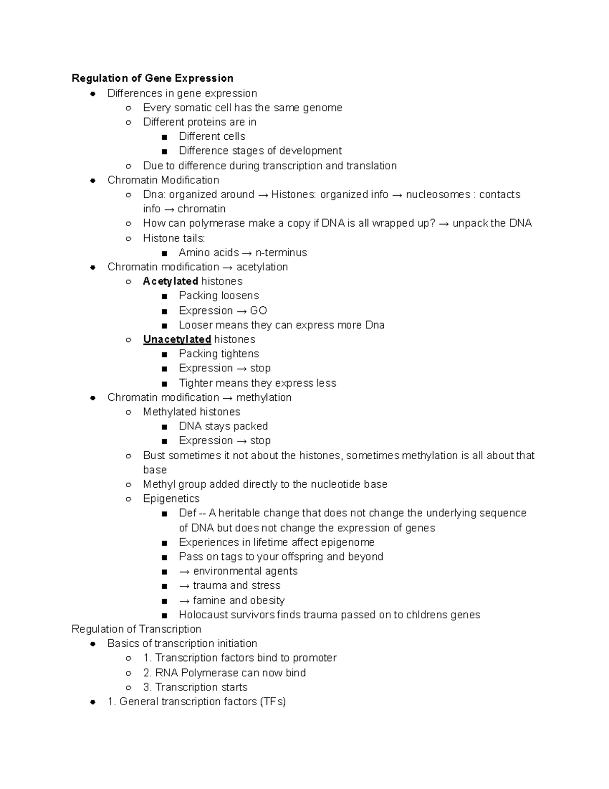 Life 102 exam 4 notes - Regulation of Gene Expression Differences in ...