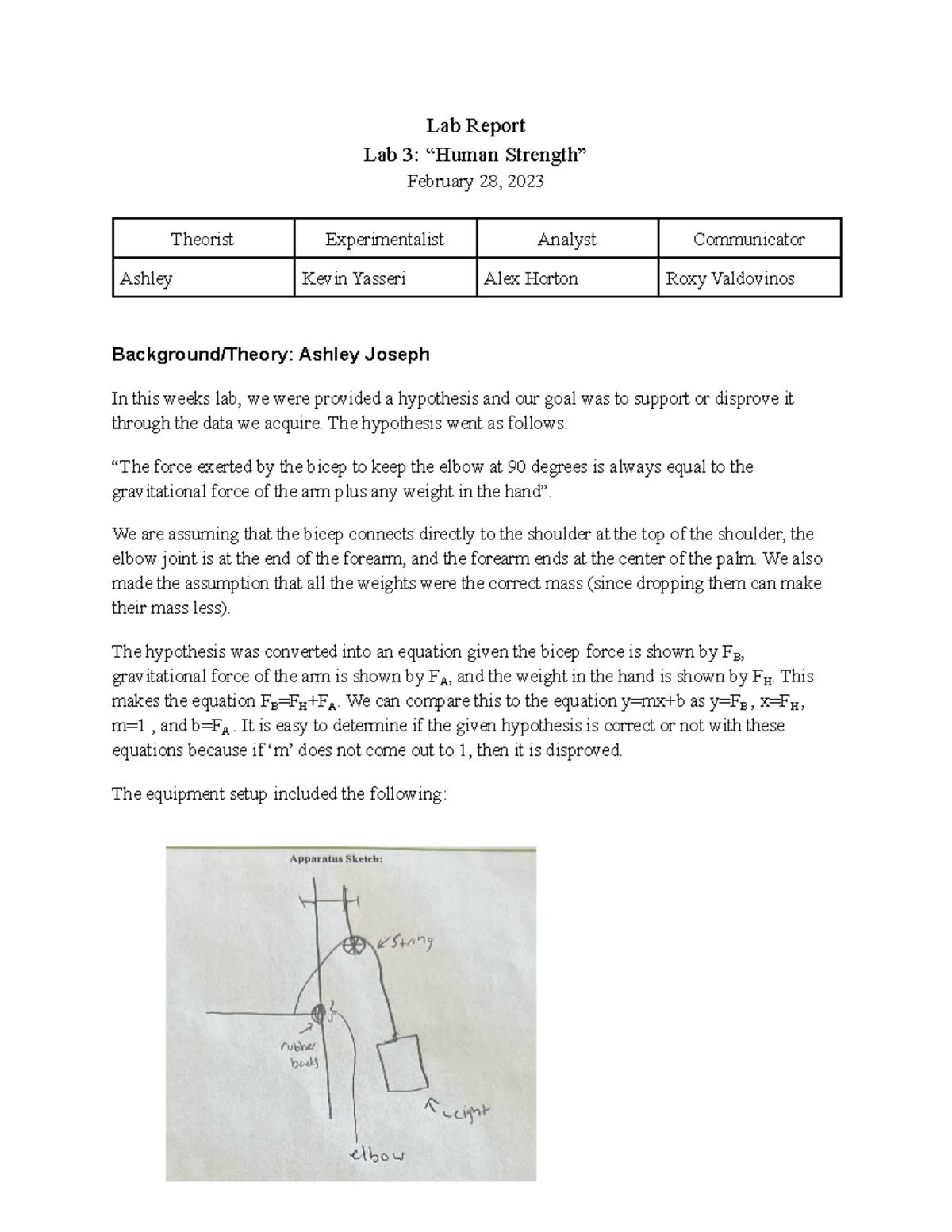 Lab Report 3 - Study Questions - Lab Report Lab 3: “Human Strength ...