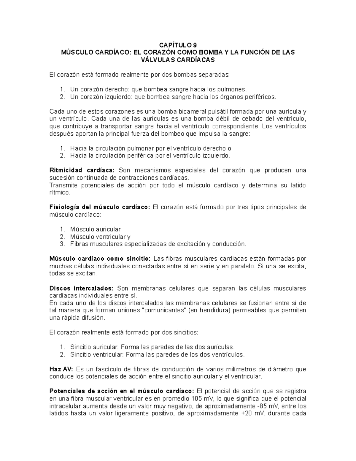 Capítulo 9 - Resumen Guyton E Hall Tratado De Fisiologia Médica - CAPÍTULO 9 MÚSCULO CARDÍACO ...