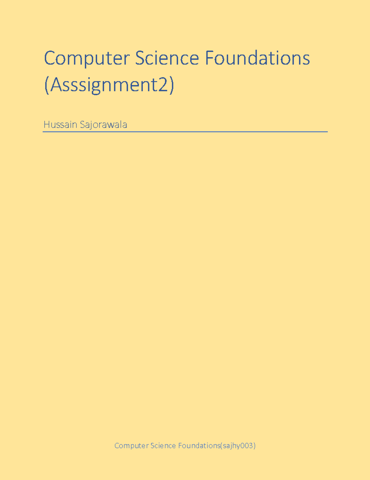 Computer Science Foundationsassignment 2 Computer Science Foundations Asssignment2 Hussain