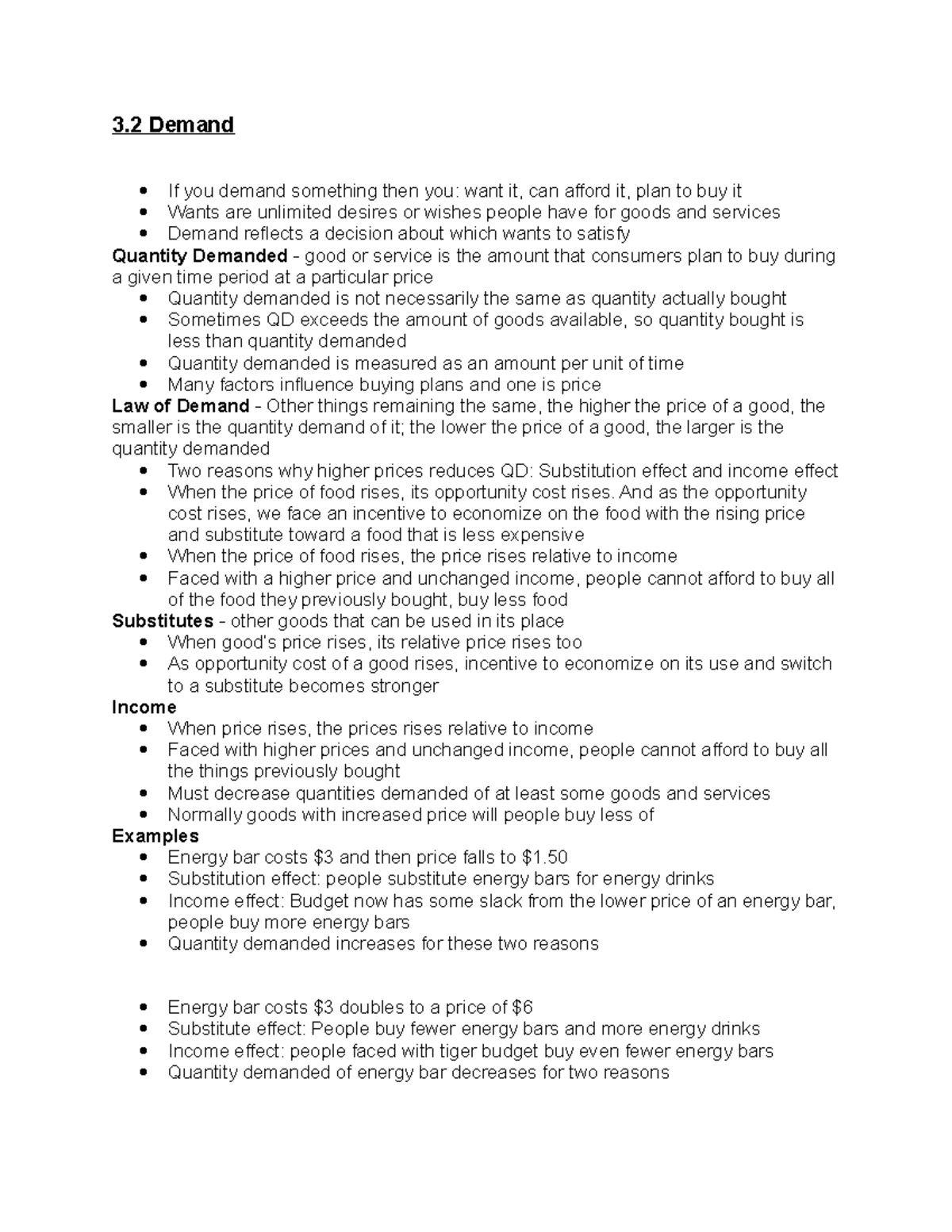 Chapter 3.2 Demand - notes that will help midterm - 3 Demand If you ...