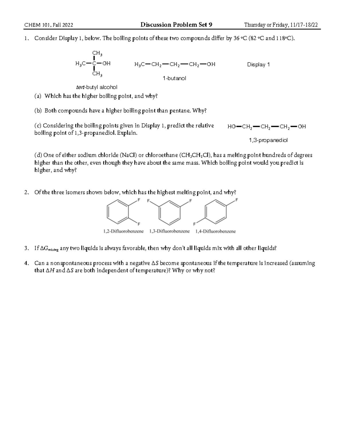 DPS9 101 F22 - Melting point discussion - CHEM 101, Fall 2022 ...