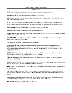 THTR-T120 Method Acting Performer’s Guide - THTR-T120 Method Acting: Performer’s Guide Method ...