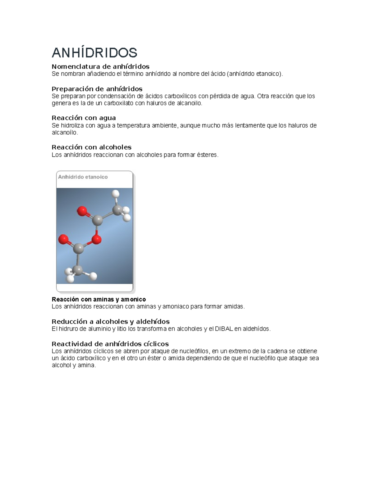 Anhídridos - Tarea completa - ANHÍDRIDOS Nomenclatura de anhídridos Se ...
