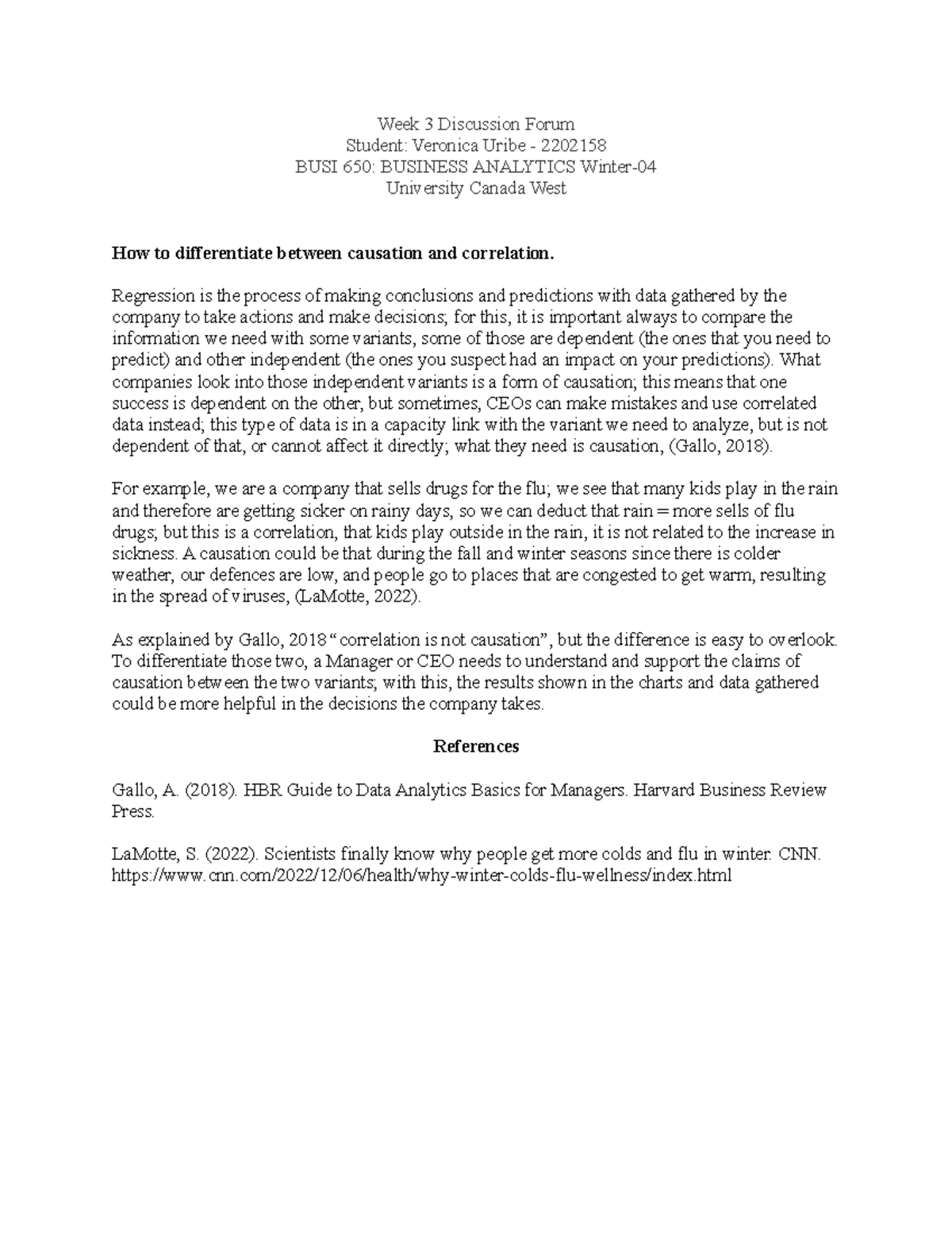 Week 3 Forum - Aby - Week 3 Discussion Forum Student: Veronica Uribe ...