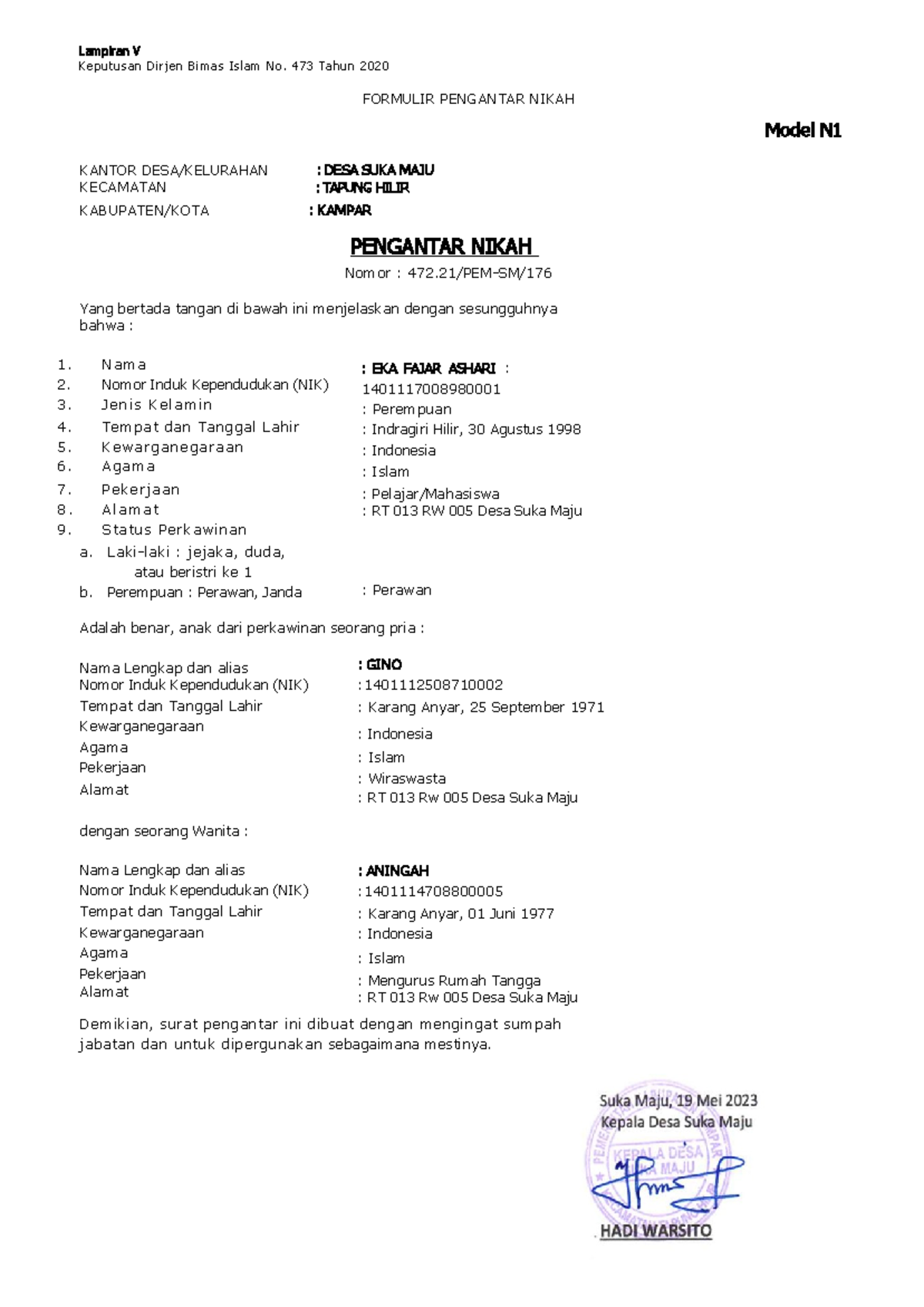 Sarjana teknik yang - Lampiran V Keputusan Dirjen Bimas Islam No. 473 ...